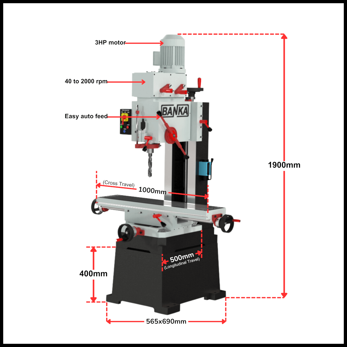 DCM 40 MM – DRILLING CUM MILLING MACHINE – BANKA 40MM AUTO FEED - new ...
